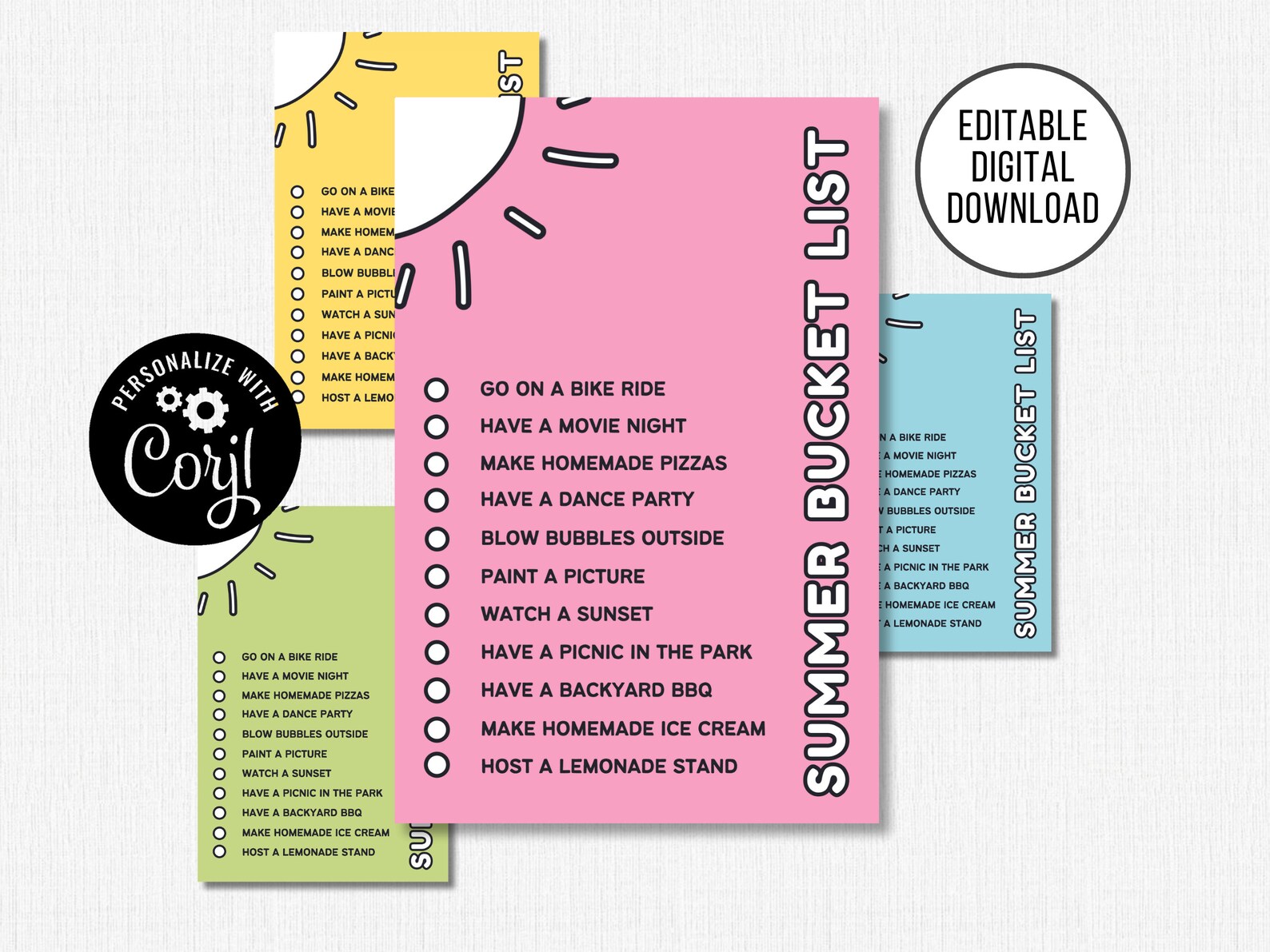 Editable Summer Bucket List, Kids Summer to Do List, Printable Summer ...