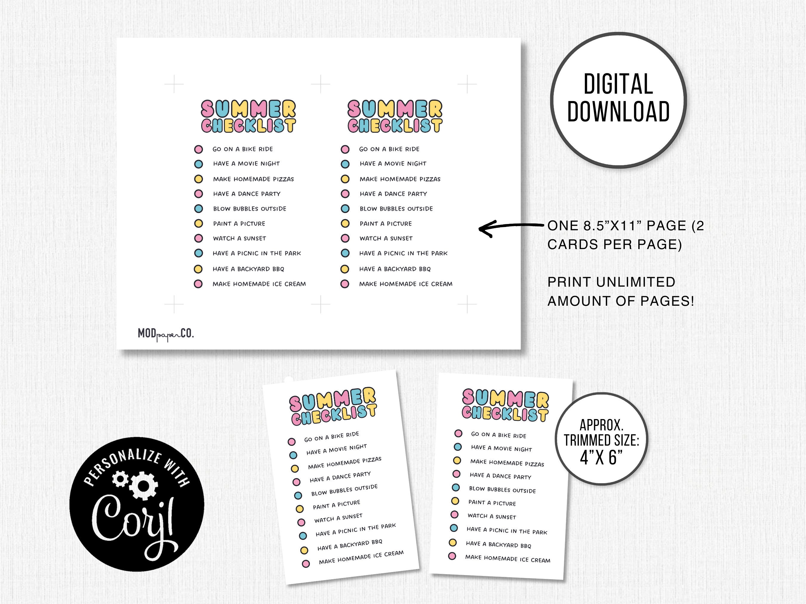 Editable Summer Bucket List Printable for Kids, Personalized Summer ...