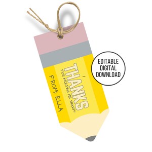 Editable Pencil Teacher Appreciation Week Gift Tag, Pencil Thank You ...