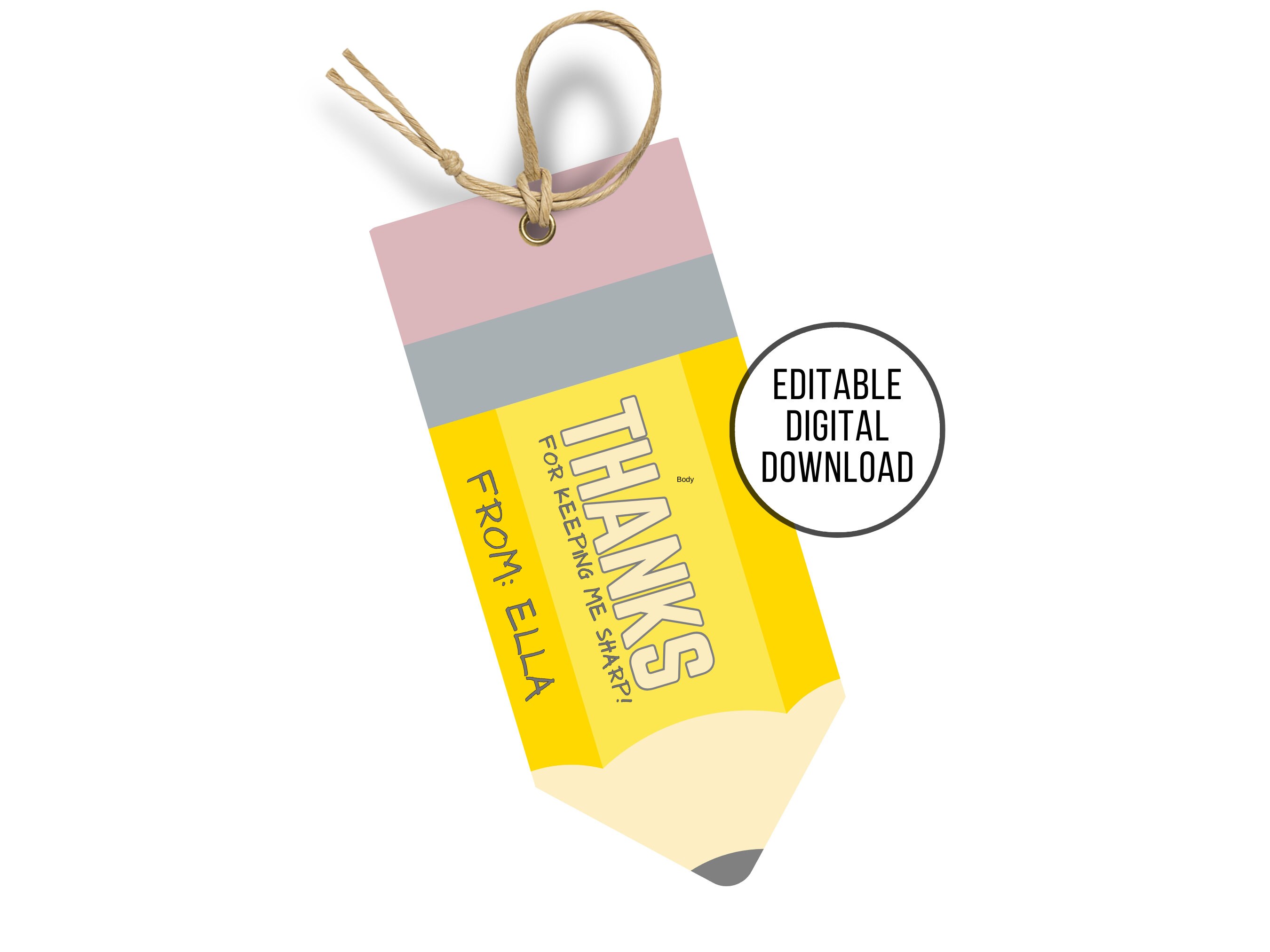 Editable Pencil Teacher Appreciation Week Gift Tag, Pencil Thank You ...