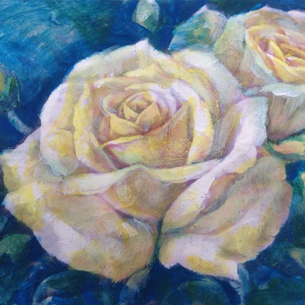 Yellow Roses Painting Art - Etsy