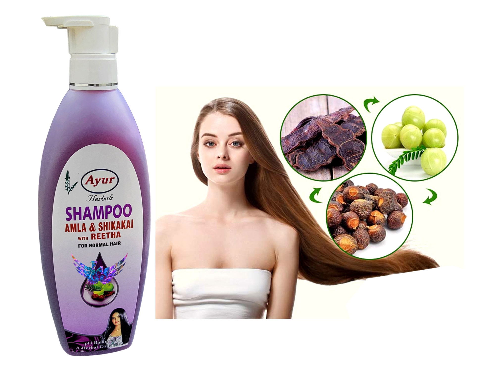 Herbal Shampoo Ayur Amla & Shikakai With Reetha Ph Balanced 500ml Made ...