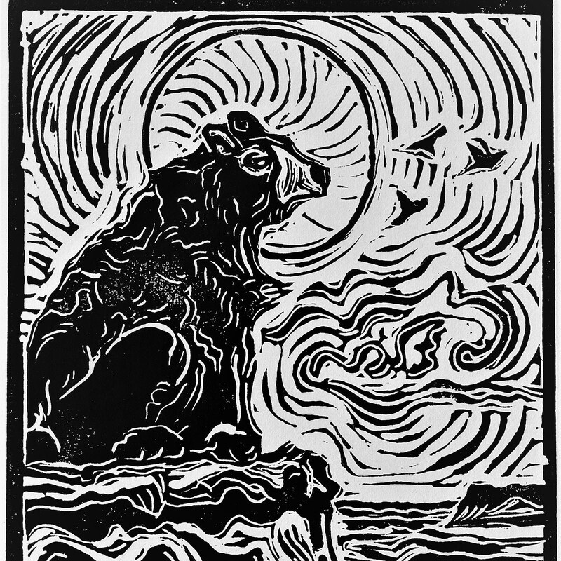 Linocut Bear - Etsy