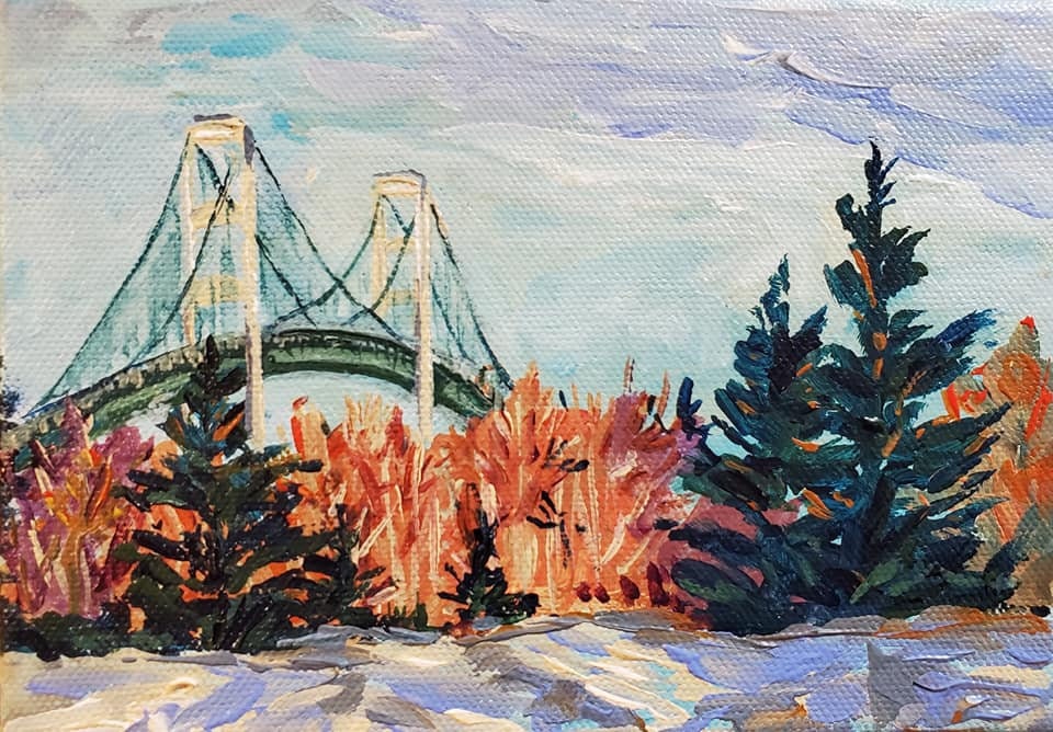Original Painting: Mackinac Bridge Lake Michigan Painting, Michigan Art ...