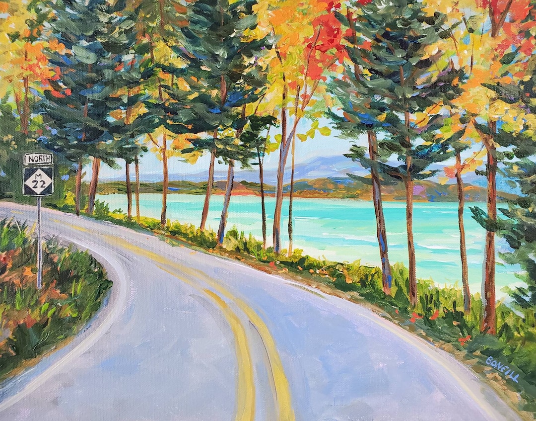 M22 North, Michigan Highway, Glen Arbor, Lake Michigan, Beach Painting ...