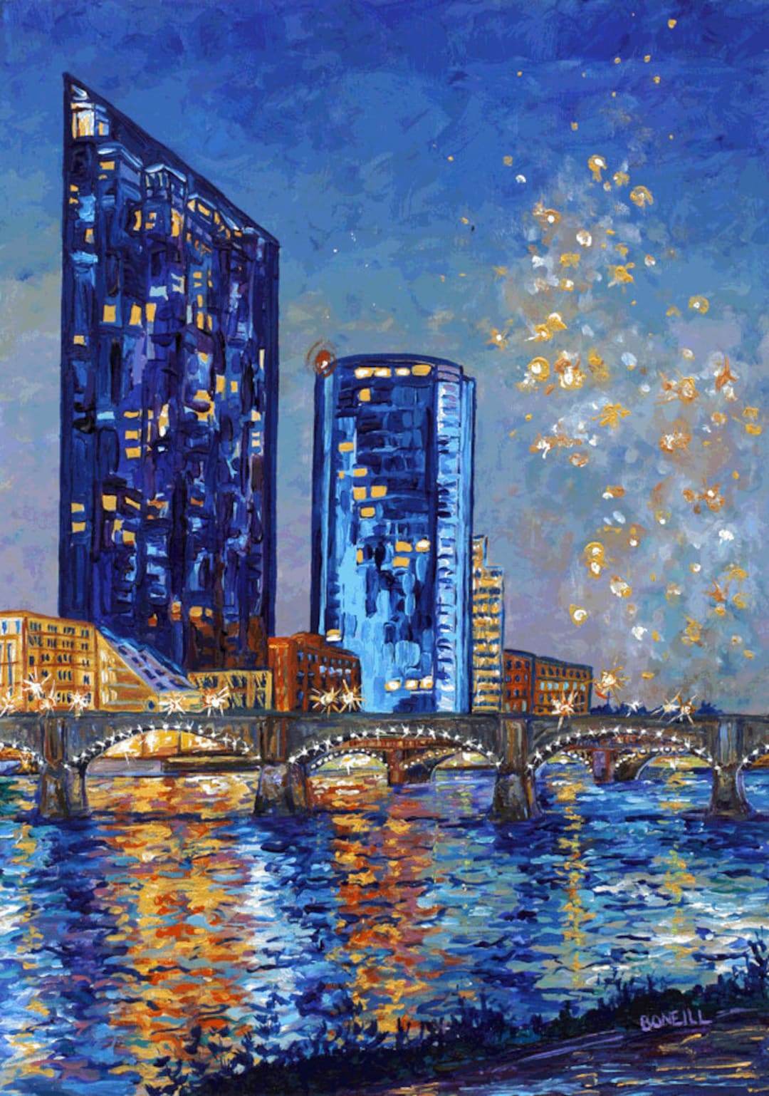Celebrate Grand Rapids, Starry Night, Grand River, Downtown Lights ...