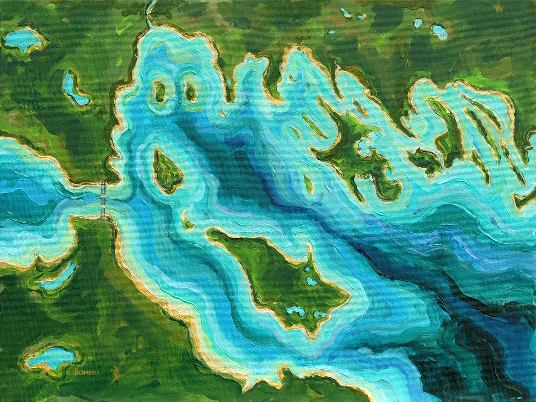 Aerial: Les Cheneaux Islands With Straits of Mackinac, Mighty Mac ...