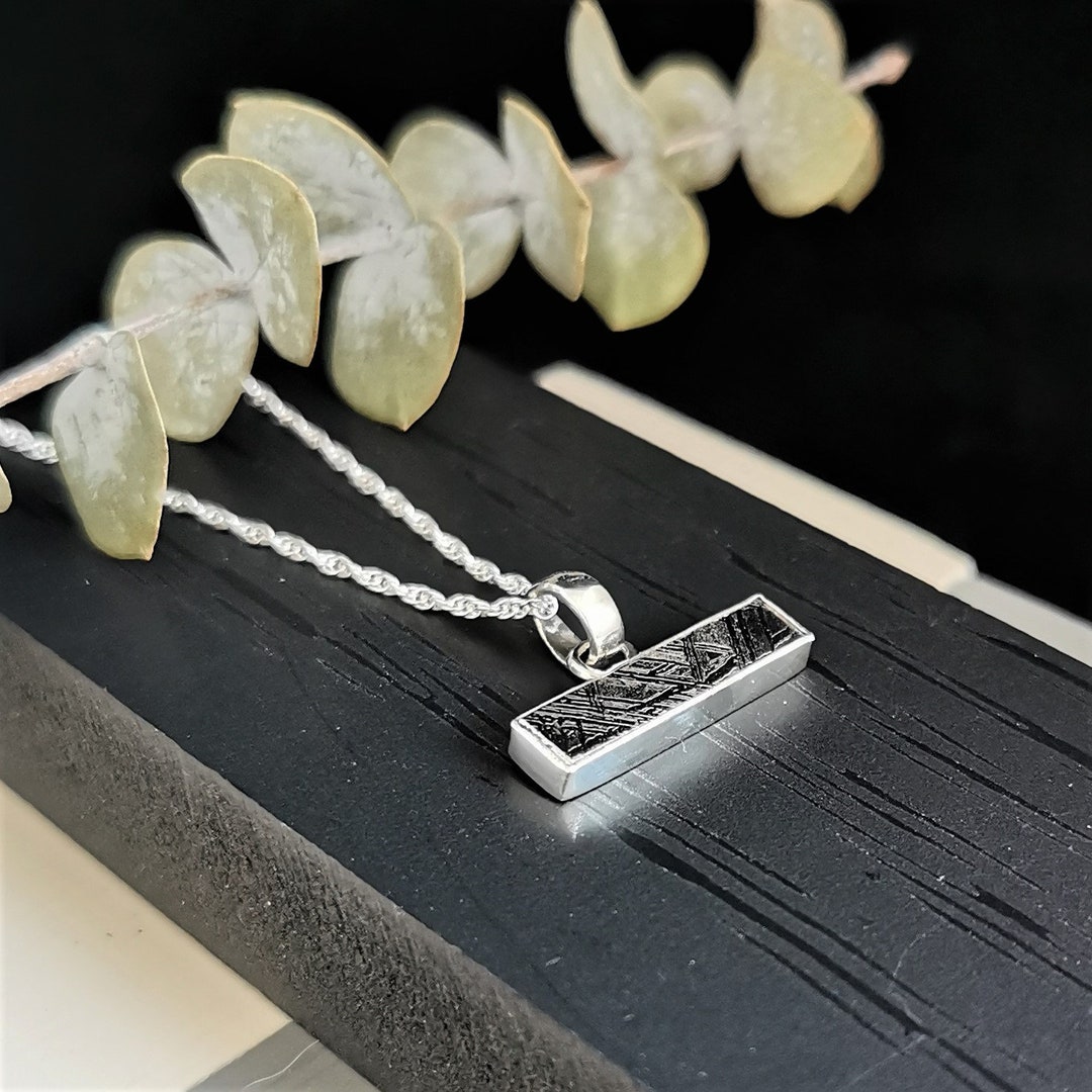 Meteorite and Solid Silver Bar Pendant - Etsy