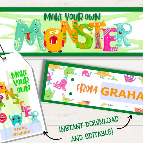 Halloween Treat Bag Topper Build Your Own Monster Printable - Etsy
