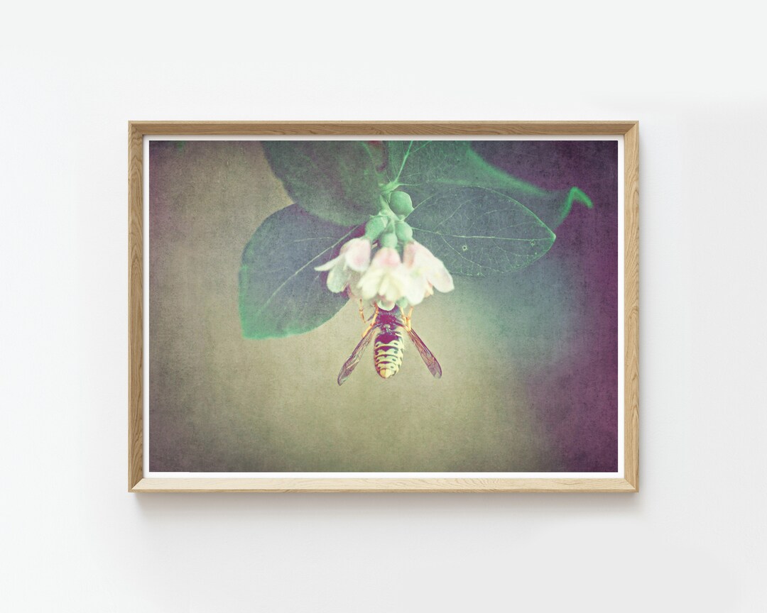 Printable Bee Wall Art Bee Art Print Floral Wall Art - Etsy