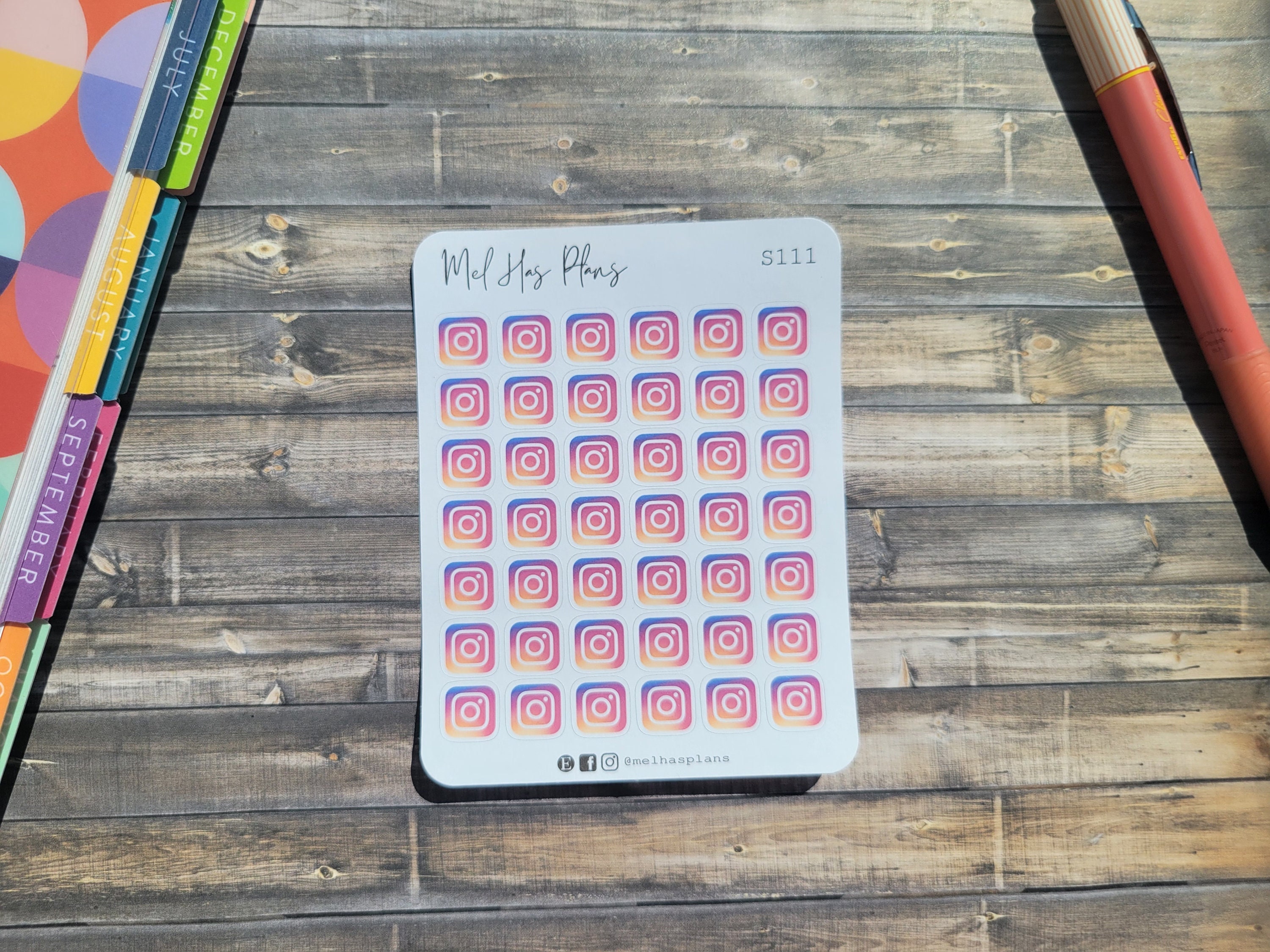 Instagram Social Media Icon Planner Stickers - Etsy