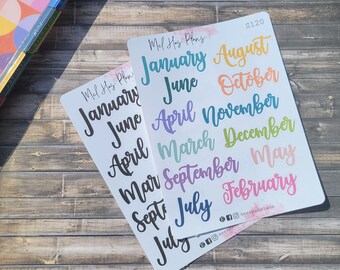 Month Name Header Jen Plans Script Planner Stickers FJP B-100-B - Etsy