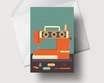 Sewing Machine Card | Etsy