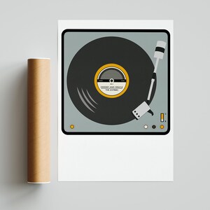 Personalised Grey Record Unframed Print - Vinyl - Retro - Turntable ...