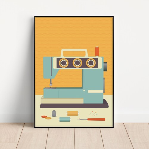 Vintage Sewing Machine Art Print Retro Craft Sewing Room Wall - Etsy