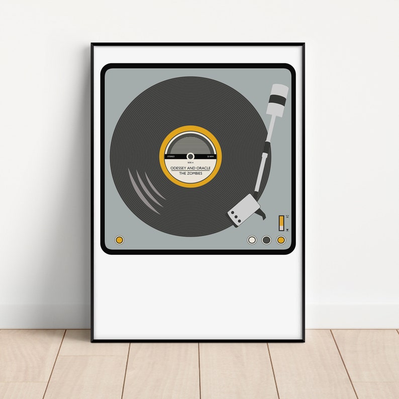 Personalised Grey Record Unframed Print - Vinyl - Retro - Turntable ...