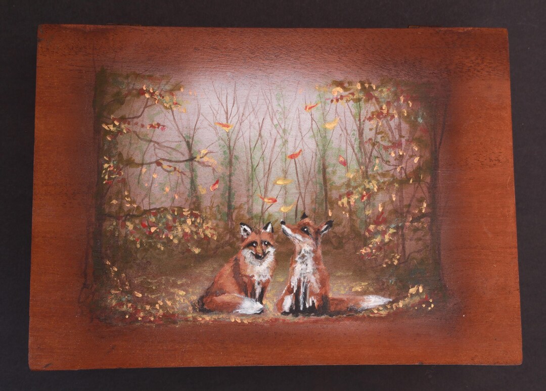 Antique Edwardian Writing Box: Hand-painted Fox Scene, Cottage Decor - Etsy