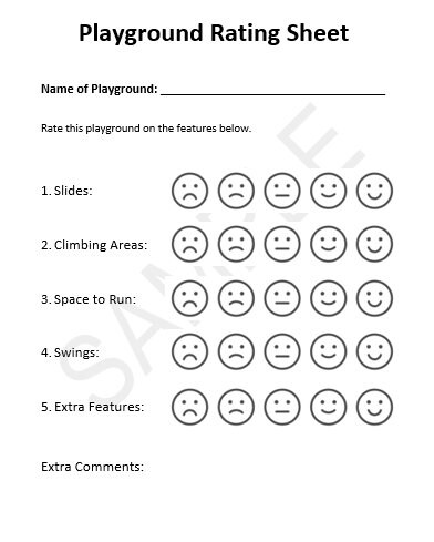 Playground Rating Sheet - Etsy