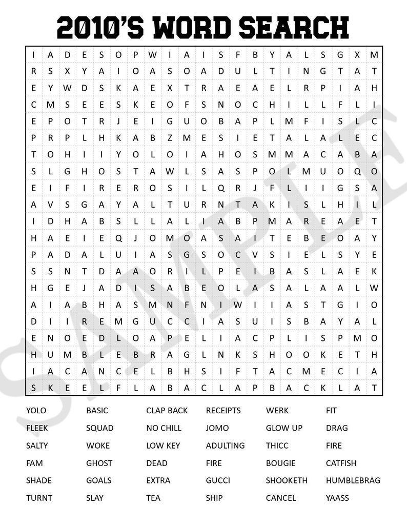 2010's Word Search- Slang - Etsy