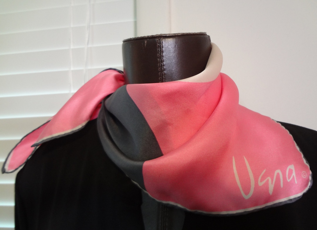 Vera Silk Scarf Vera Signature in Pink, Grey and White Hand Rolled ...