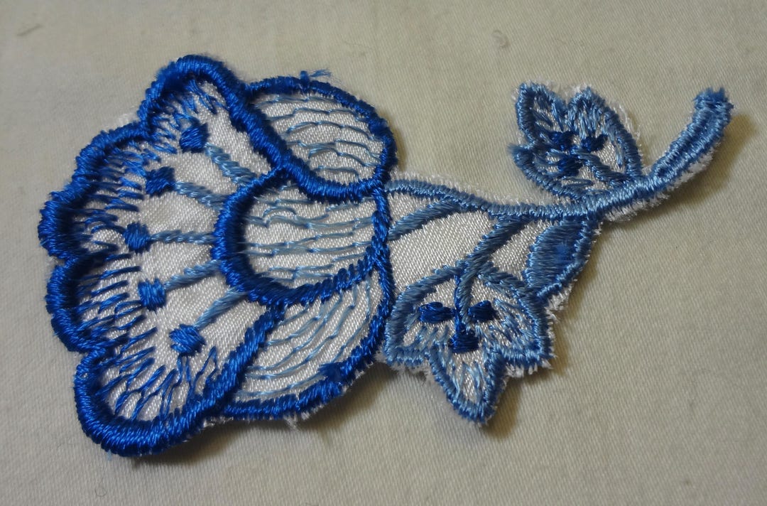 Vintage 70's Applique Blue Poly Satin Floral Appliques - Etsy