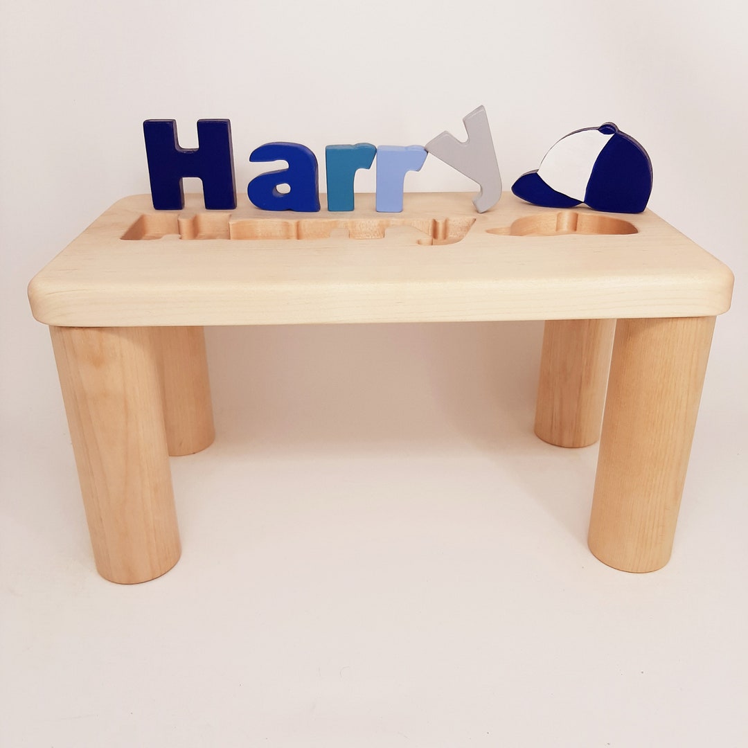 Girls Puzzle Name Bench, Wood Kids Bench Name, Maple Name Puzzle Bench ...