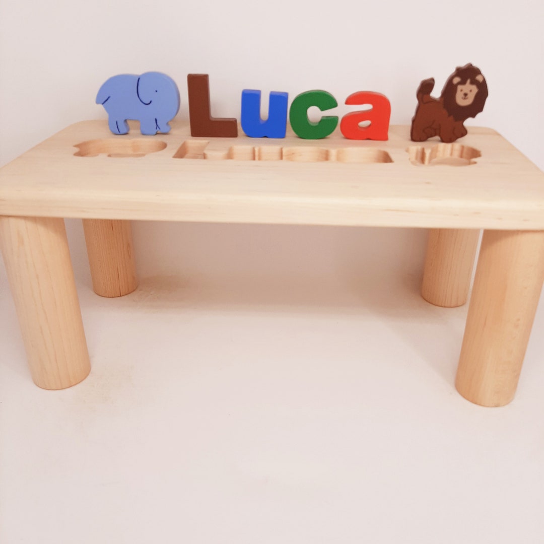 Girls Puzzle Name Bench, Wood Kids Bench Name, Maple Name Puzzle Bench ...