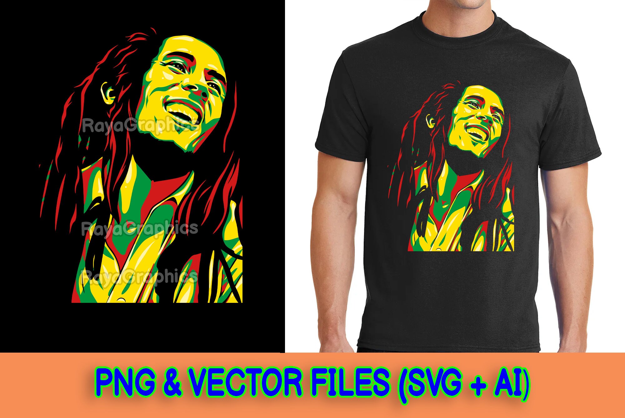 Bob Marley - Digital Download Design in SVG,PNG,AI Formats - Etsy
