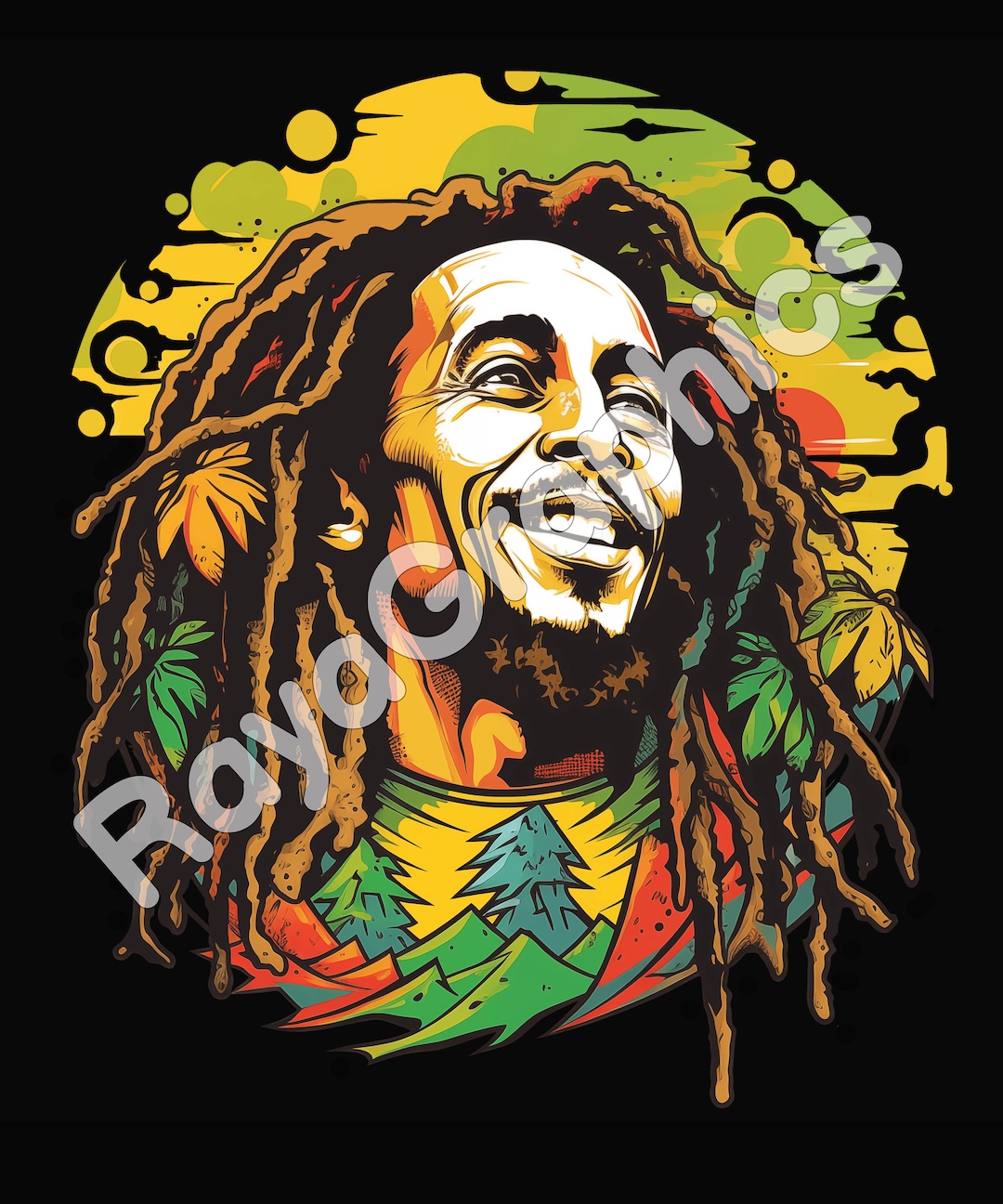 Bob Marley T-shirt Design - Digital Download High Resolution Png ...