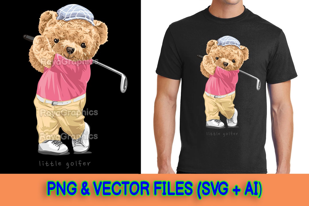 Teddy Bear Golfer: Digital Download Design in SVG,PNG,AI Formats - Etsy
