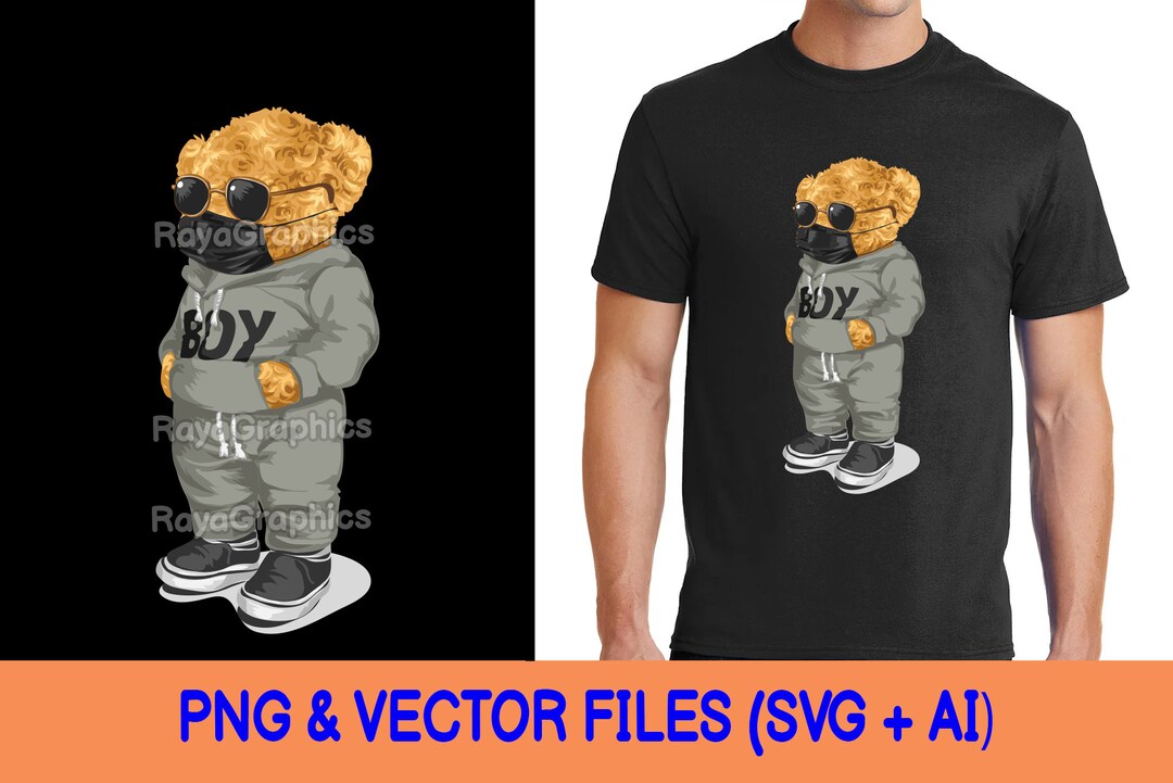 Teddy Bear - Black Mask: Digital Download Design in SVG,PNG,AI Formats ...