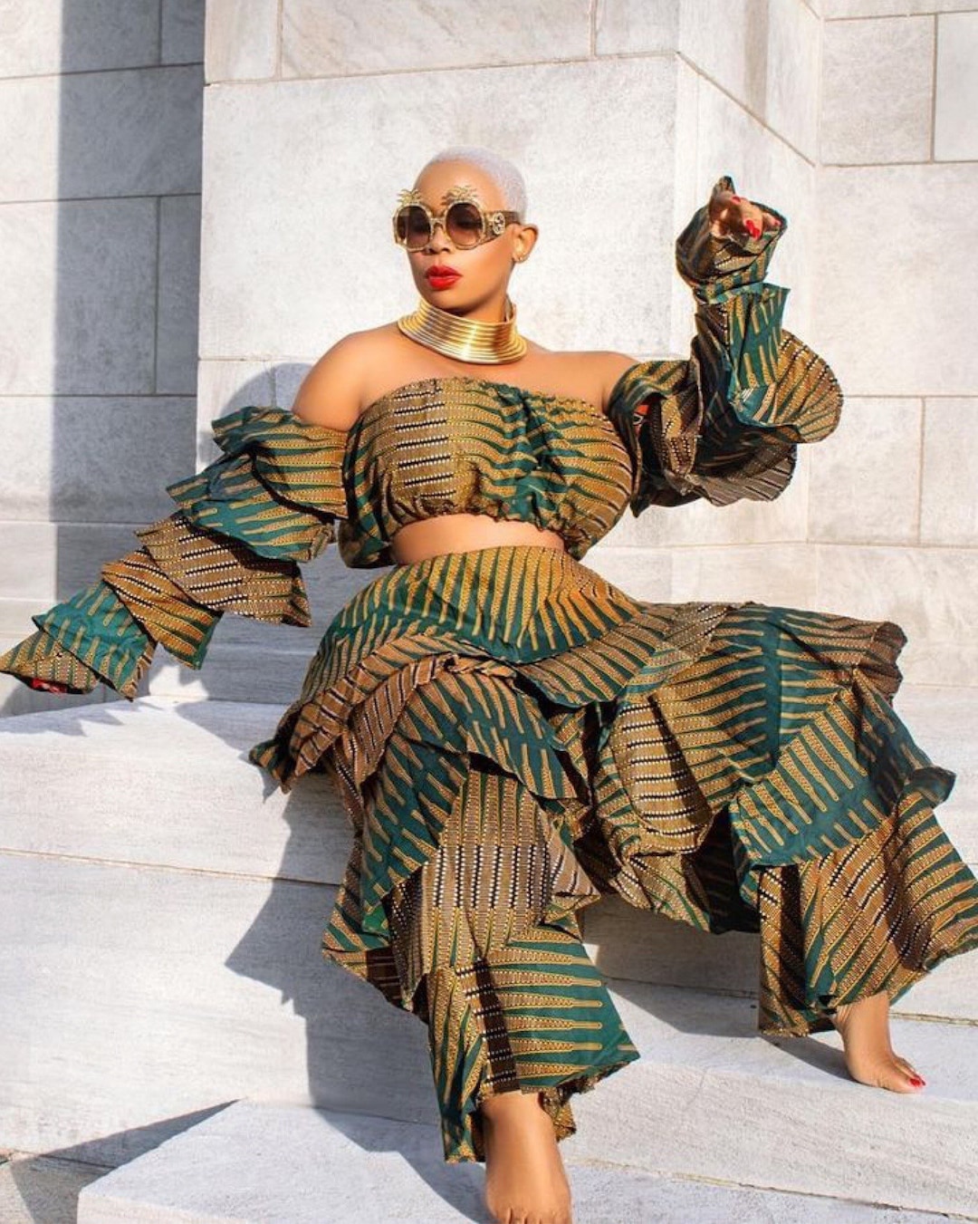 Green Ashanti Ankara Print Set | Ankara Two Piece | Ankara Crop Top ...