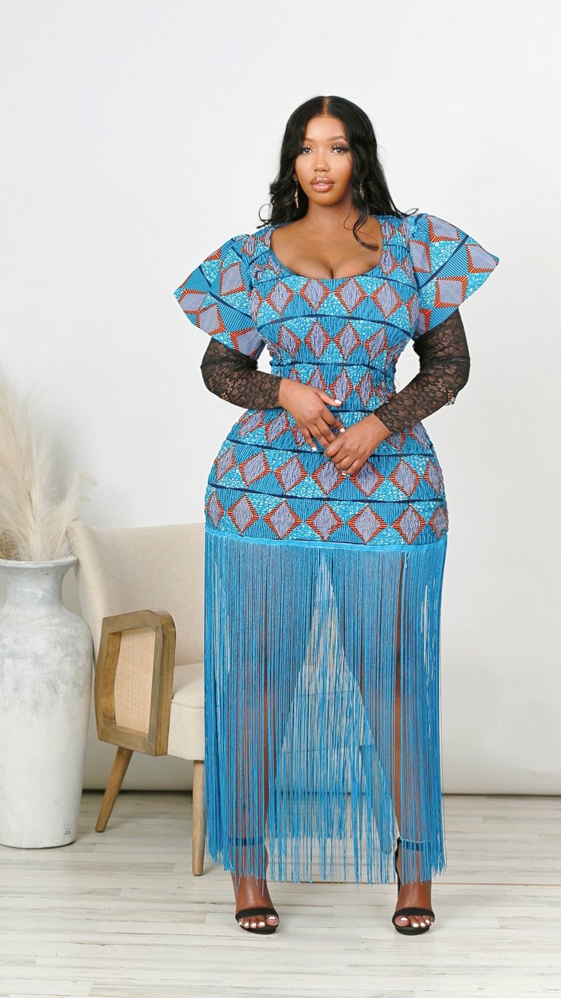 African Mini Dress, Blue Ankara Print Dress, Ankara Print Dress ...
