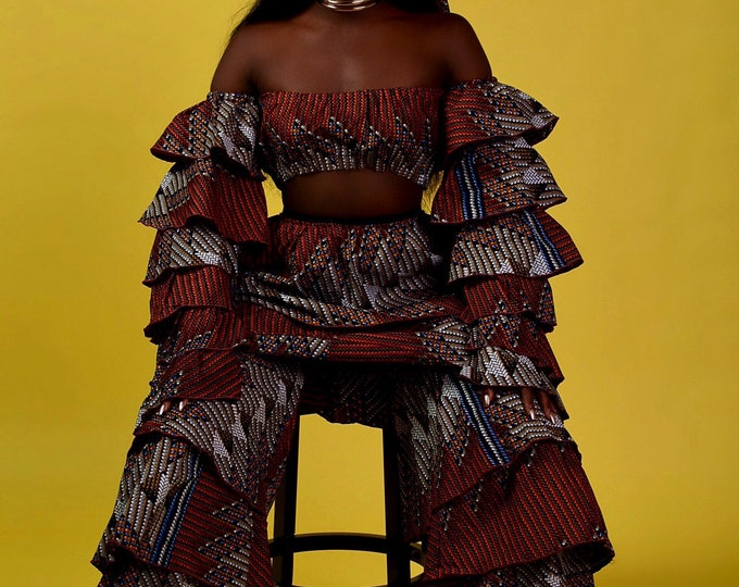 Brown Ashanti Ankara Print Set | Ankara Two Piece | Ankara Crop Top ...