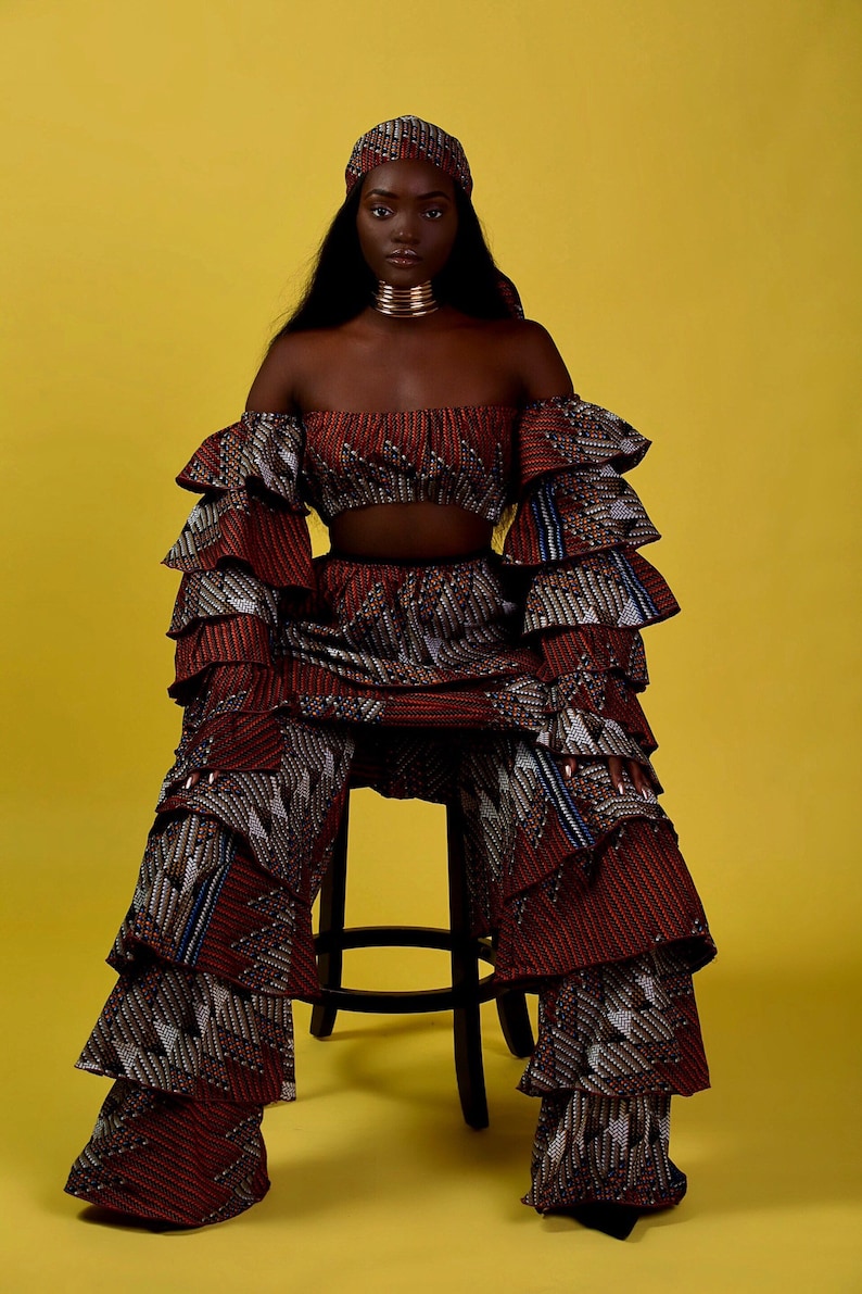 Brown Ashanti Ankara Print Set | Ankara Two Piece | Ankara Crop Top ...