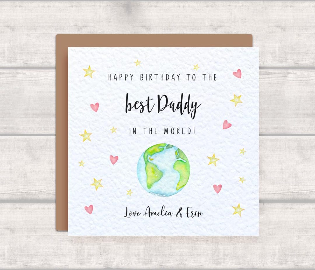 Personalised Best Daddy in the World Birthday Card From Children Son ...