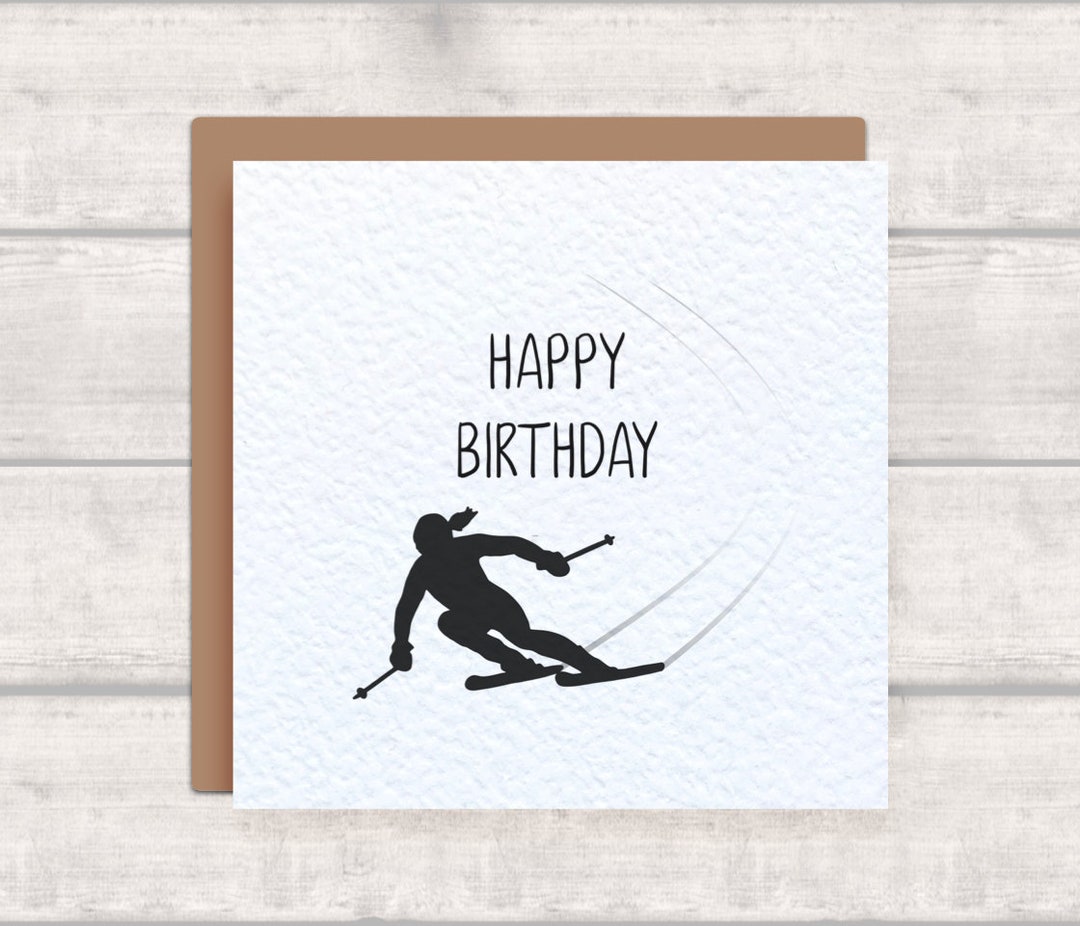 Skiing Birthday Card - Birthday Girl - Downhill Skier Card - Etsy UK