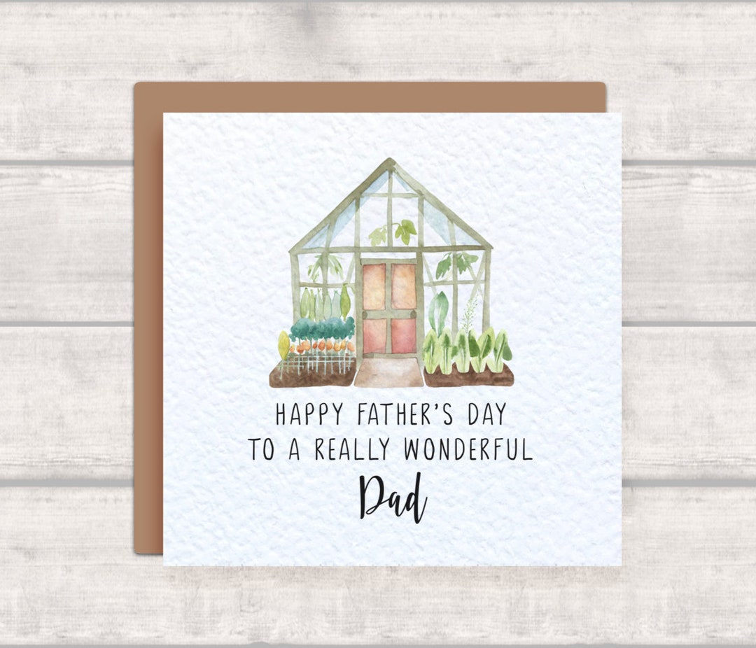 Gardening Father's Day Card for Dad With Greenhouse and Allotment ...
