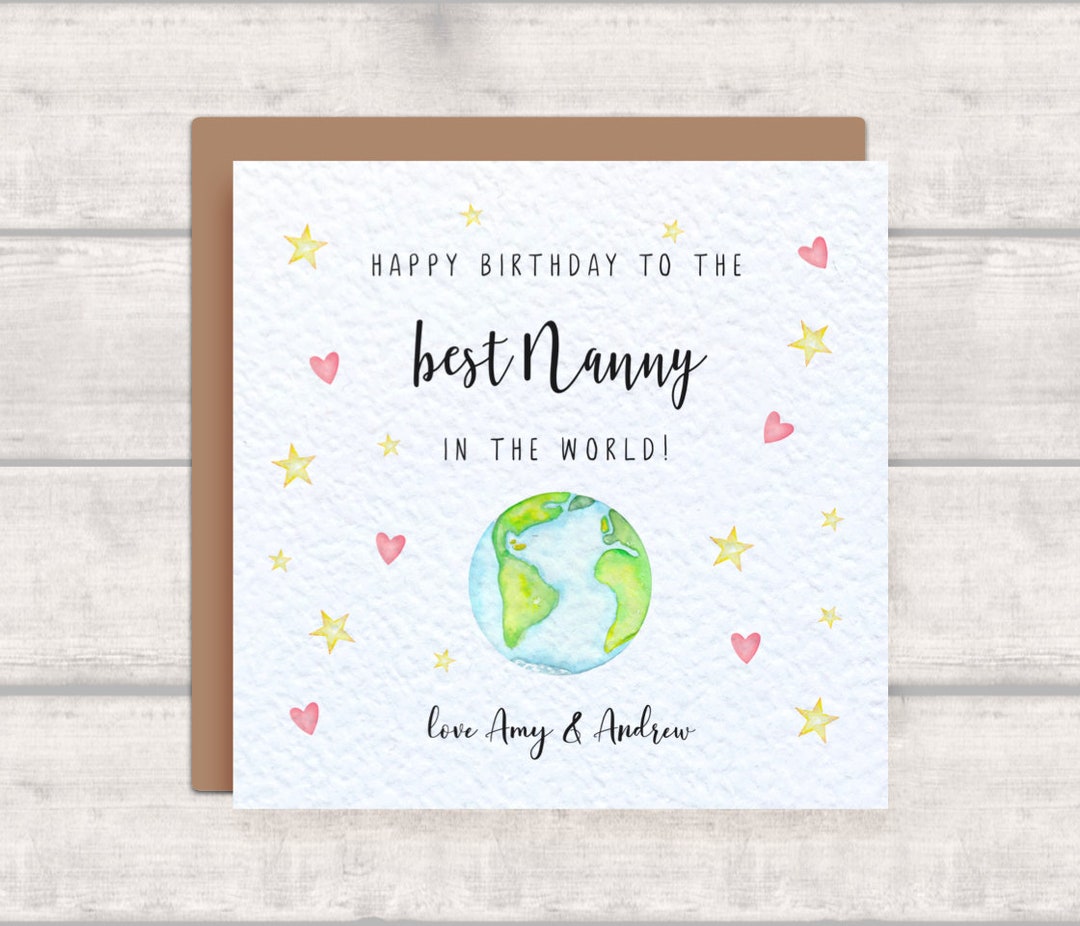 Personalised Best NANNY in the World Birthday Card From Grandchildren ...