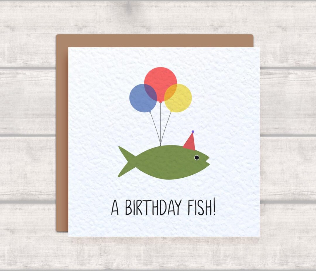 A Birthday Fish Card - Colourful Birthday Card for Fishing Enthusiast ...