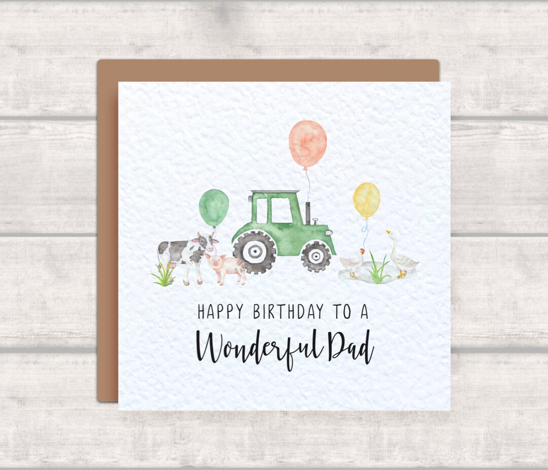 Dad Birthday Card With Tractor Design - Farmer Dad Card - Farming ...