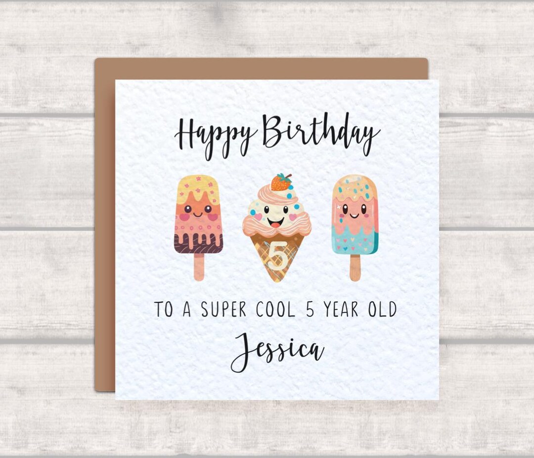 Super Cool 5 Year Old 5th Birthday Card for Boy/girl, Personalised With ...
