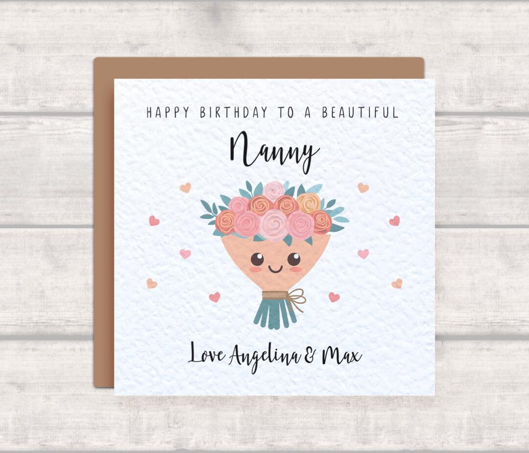 Cute Personalised Birthday Card for NANNY - Beautiful Nanny - Card From ...