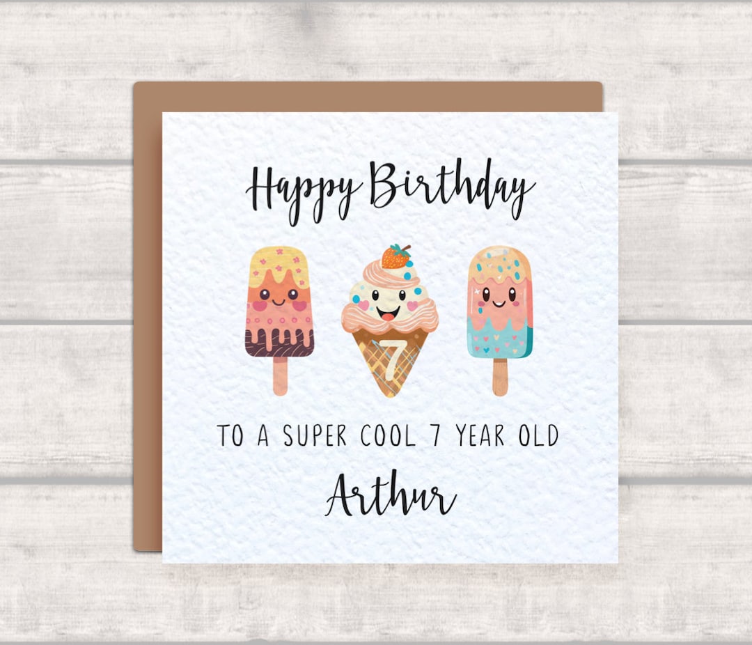 Super Cool 7 Year Old 7th Birthday Card for Boy/girl, Personalised With ...