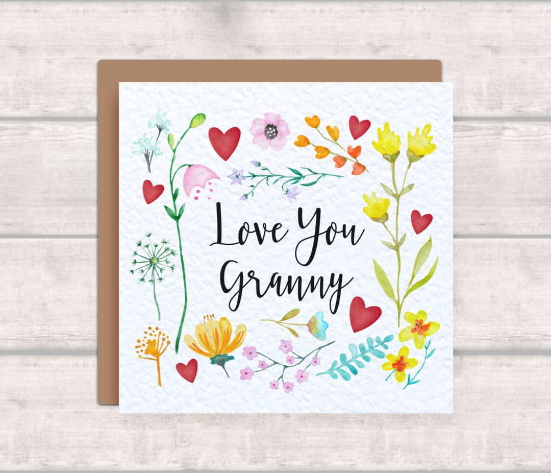 Granny Card Love You Granny Card Birthday Card for Granny Floral Card ...