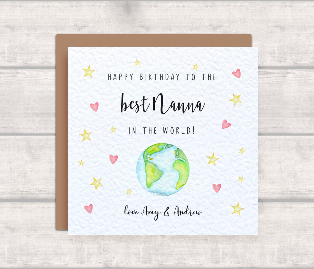 Personalised Best NANNA in the World Birthday Card From Grandchildren ...