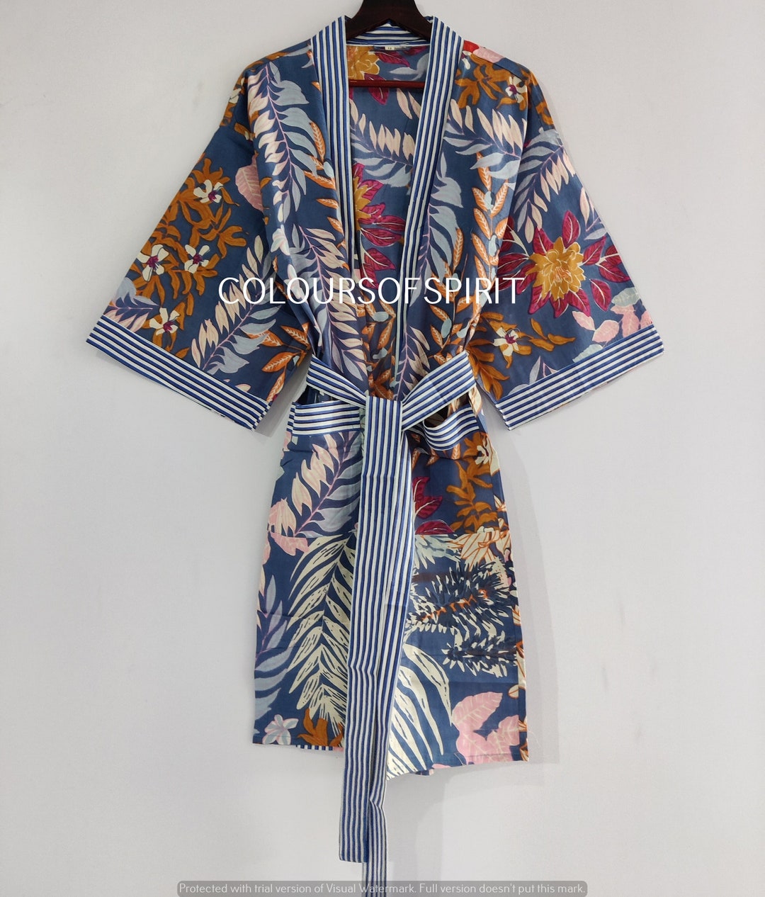 Kimono Robe, Dressing Gown, Vintage Style, 100% Cotton Kimono Robes ...