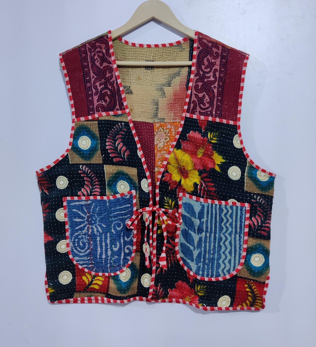 Kantha Waistcoat,reversible Kantha Jacket, Vintage Kantha Jacket ...