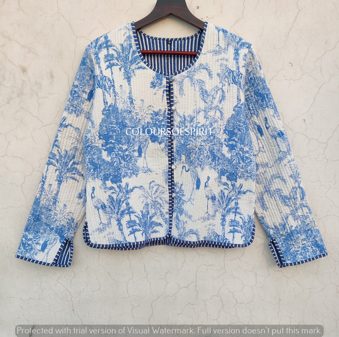 White Color Handmade Patchwork Jackets, Indian Cotton Handmade Winter ...