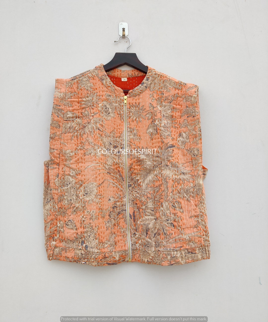 Handmade Kantha Quilted Vest, Boho Sleeveless Jacket - Etsy